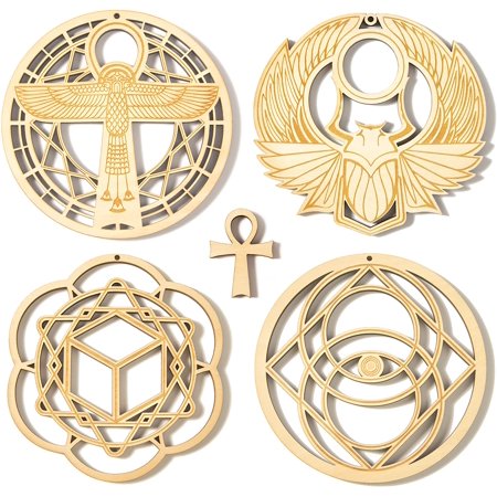 5.31" Sacred Geometry Wall Art 4 Pcs Set, Meditation Decor(Egyptian ...