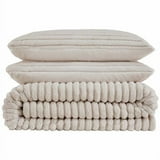 Frye 3 Piece Beige Channel Stitch Comforter Bedding Set, Queen ...