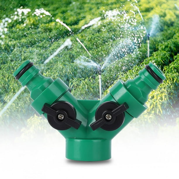 Two Way Pipe Divider Hose Splitter Garden Water Tap Adapter With Valve ...