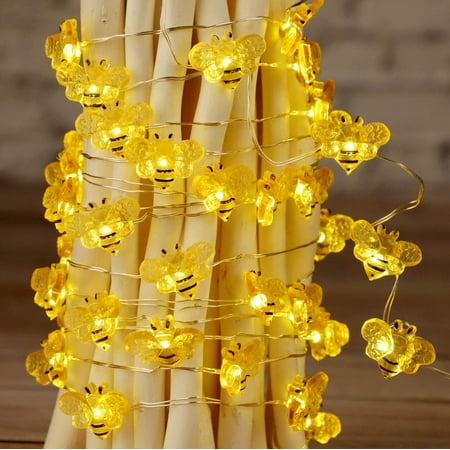 Fall Decorations String Lights, Honey Bee Flexible silver Wire 10 ft 40 ...