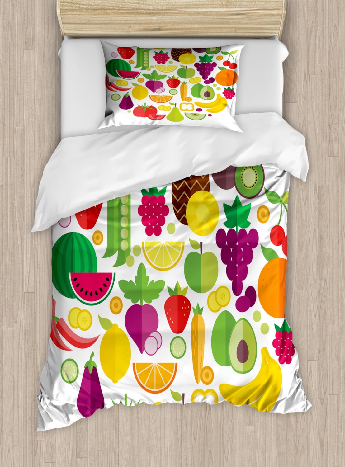Fruits and Vegetables Duvet Cover Set Twin Size, Basic Composition of ...