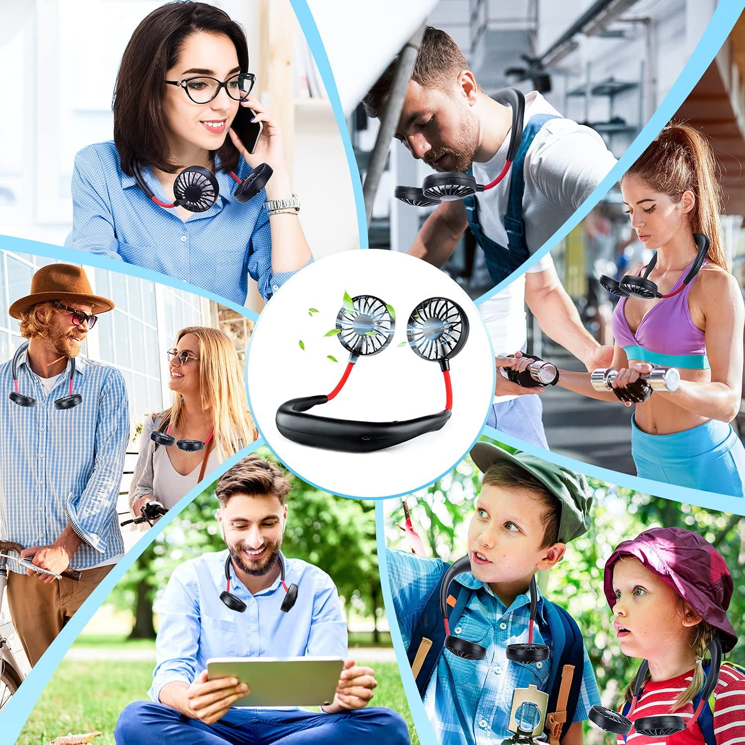 Mini Max Portable Rechargeable Necklace Fan - Hands Free Neck Fan ...