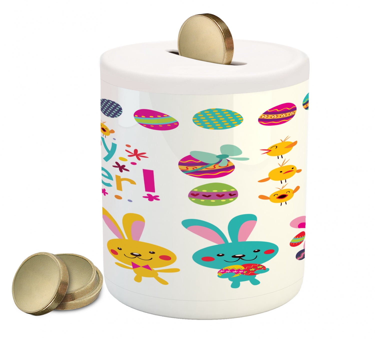 Easter Piggy Bank, Spring Season Holiday Themed Colorful Cartoon ...