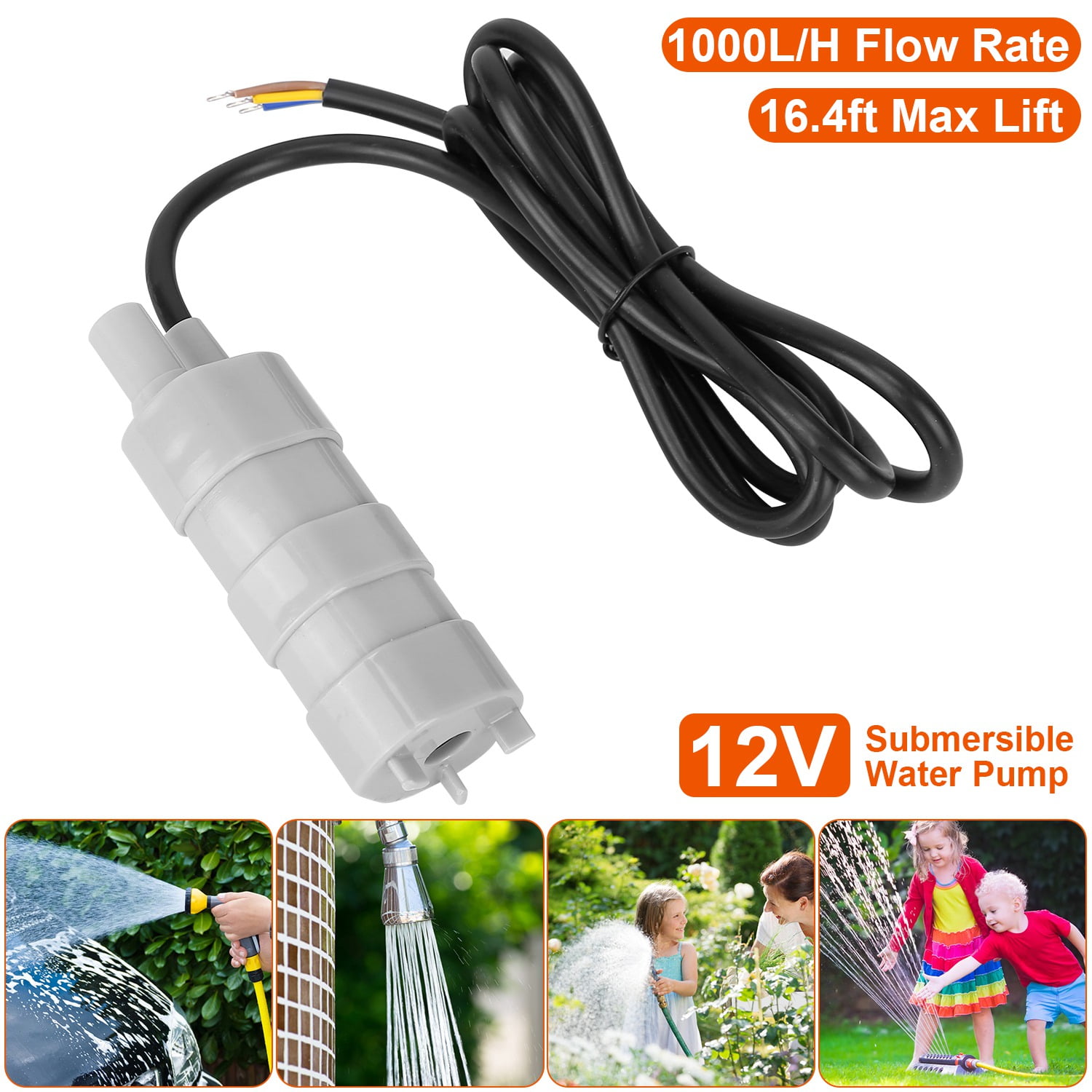 High Flow Water Pump, 12V Submersible Water Pump for Garden Sprinklers ...