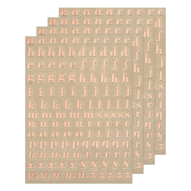 Letter Resin Stickers 4 Sheets Mini Alphabet Sticker Glitter Alloy ...