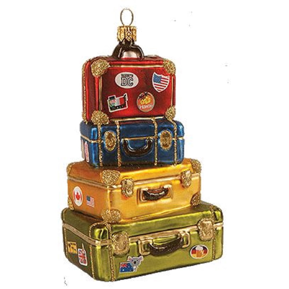 Stack Of Suitcases Polish Glass Christmas Tree Ornament Travel ...