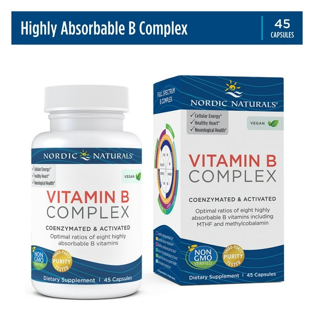Nordic Naturals Vitamin B Complex, Capsules, Heart & Brain Health, 45 ...