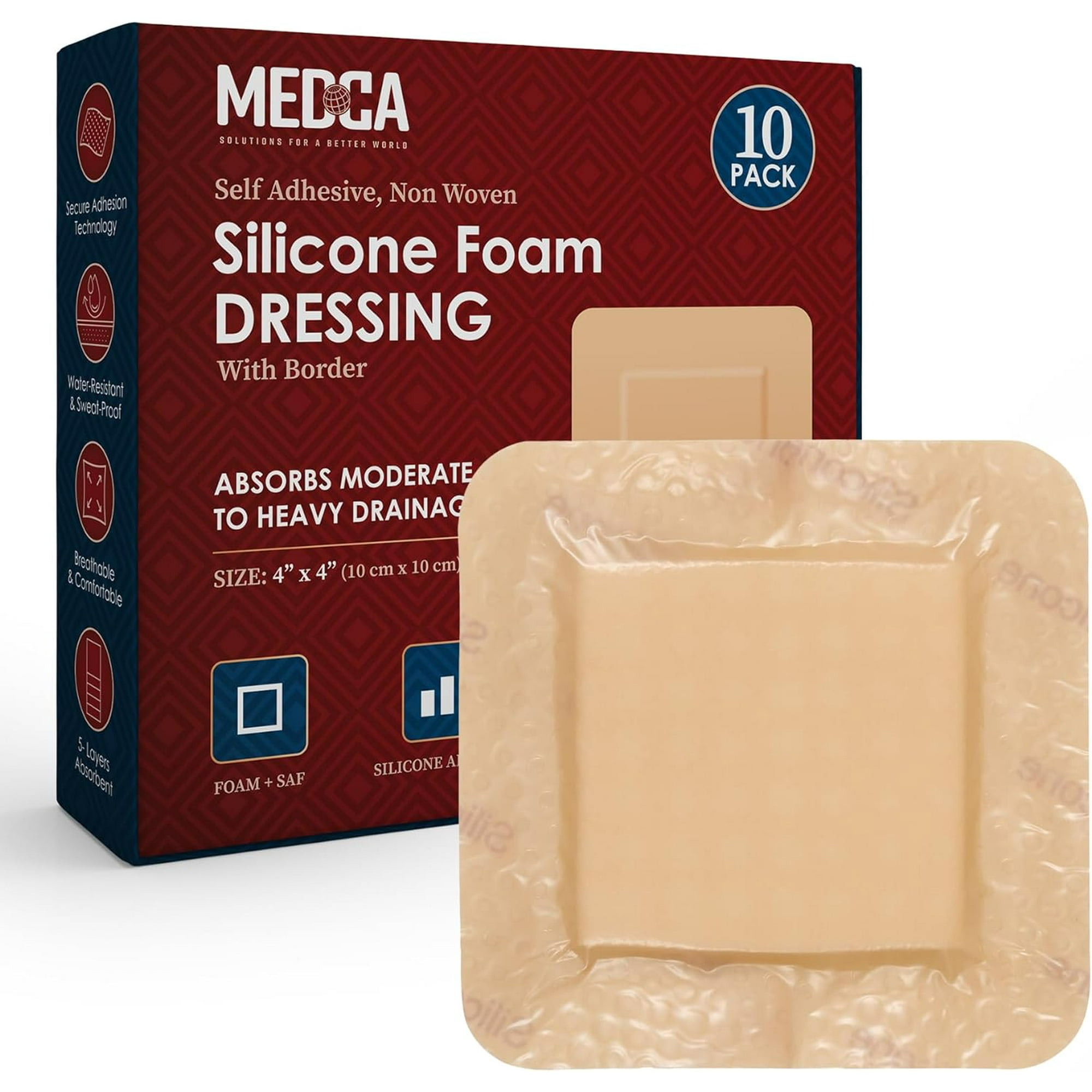Click here for Medca Silicone Foam Dressing W/ Adhesive Border 4X... prices
