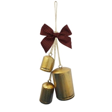 DecMode Tibetan Inspired Red Metal Heart Decorative Cow Bells with 5 ...