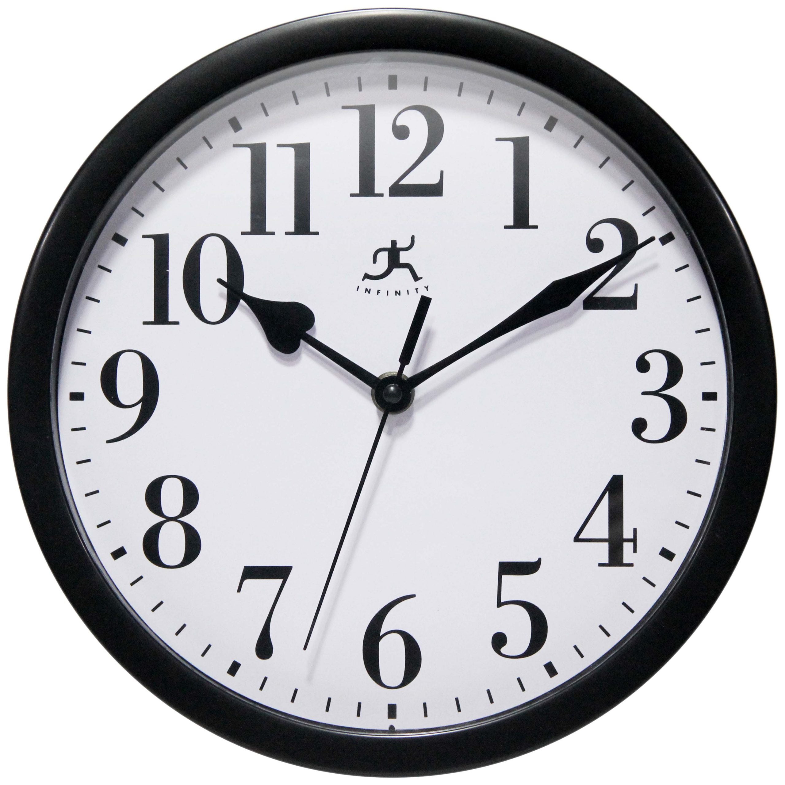 Infinity Instruments 10" x 10" Black Analog Round Classic Wall Clock ...