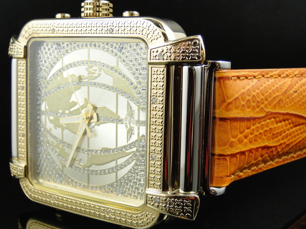 Square Globe Yellow Diamond Reptile Band Watch - Walmart.com