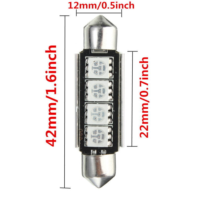 2 x 12V Red 4SMD LED Map/Dome Interior Lights Bulbs 42MM Festoon ...