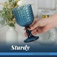Blue Diamond Pattern Glass Cups Set of 6, 360ml Vintage Crisscross ...