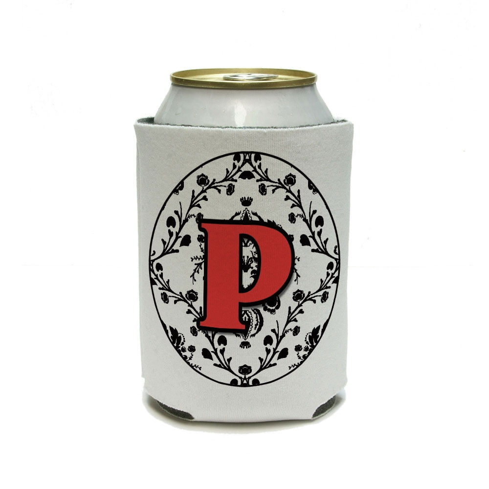 Letter P Initial Damask Elegant Red Black - Birthday Shower Wedding Can ...