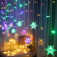 Rosnek LED Snowflake Curtain String Lights, Memory 8 Modes Flashing ...