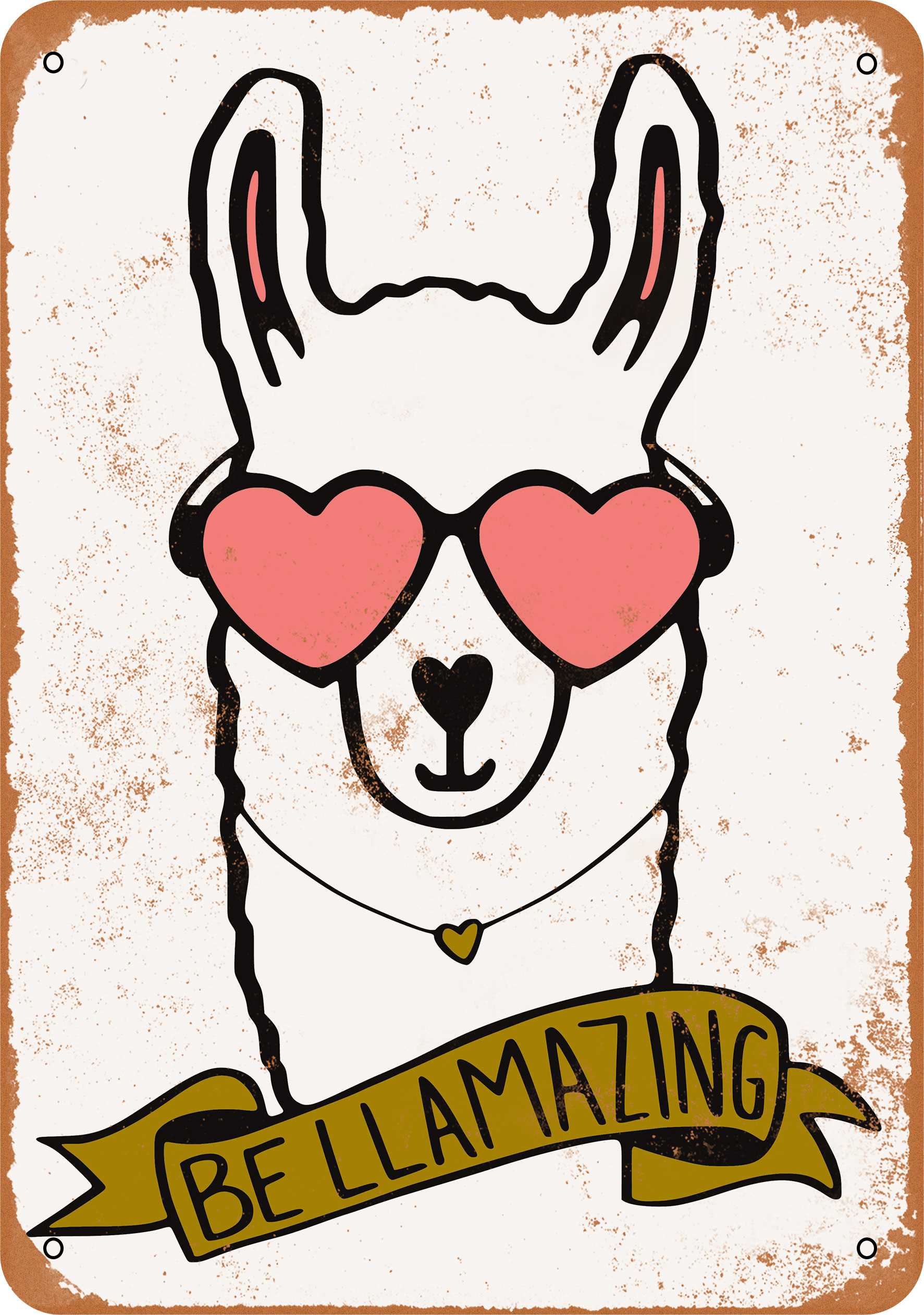 7 x 10 METAL SIGN - Be Llamazing - Vintage Rusty Look - Walmart.com