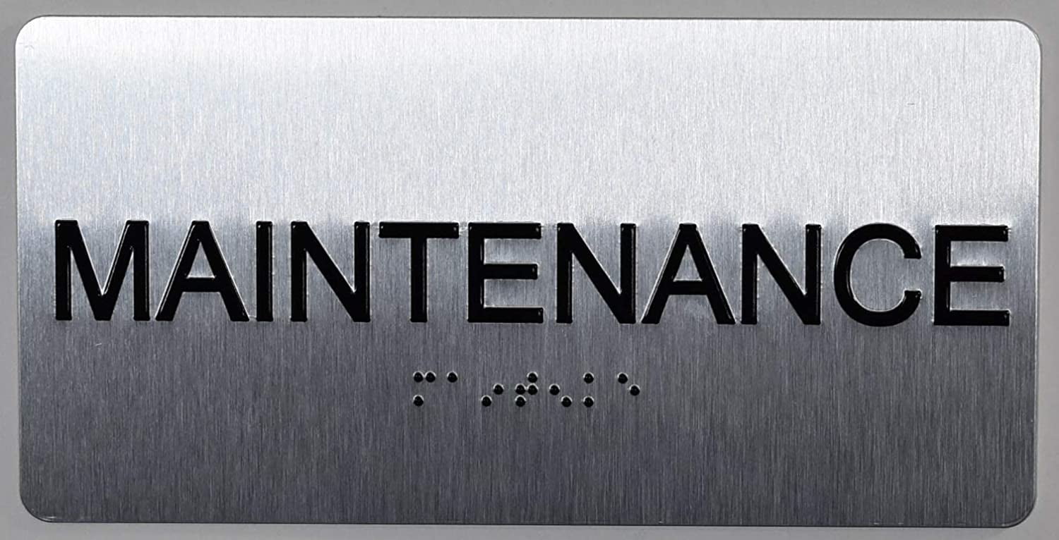 Maintenance Room Sign Silver-Tactile Touch Braille Sign (Aluminium ...
