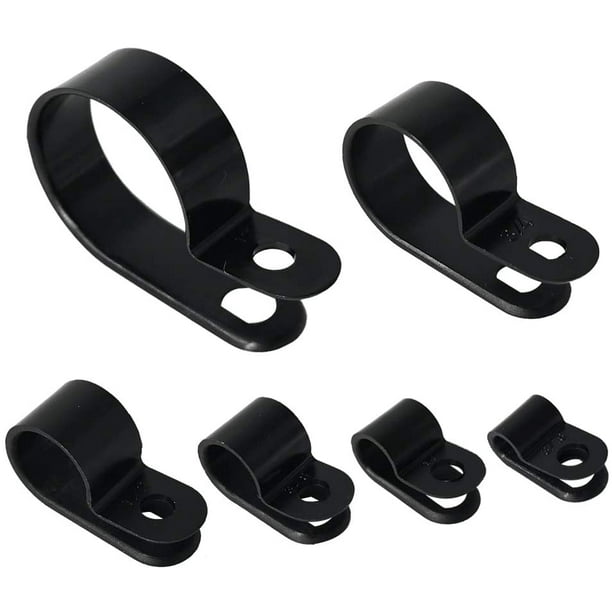 Cable Clamp 200 Pcs Black Nylon Screws Plastic R-Type Cable Clamp Clips Fasteners Assortment for ...