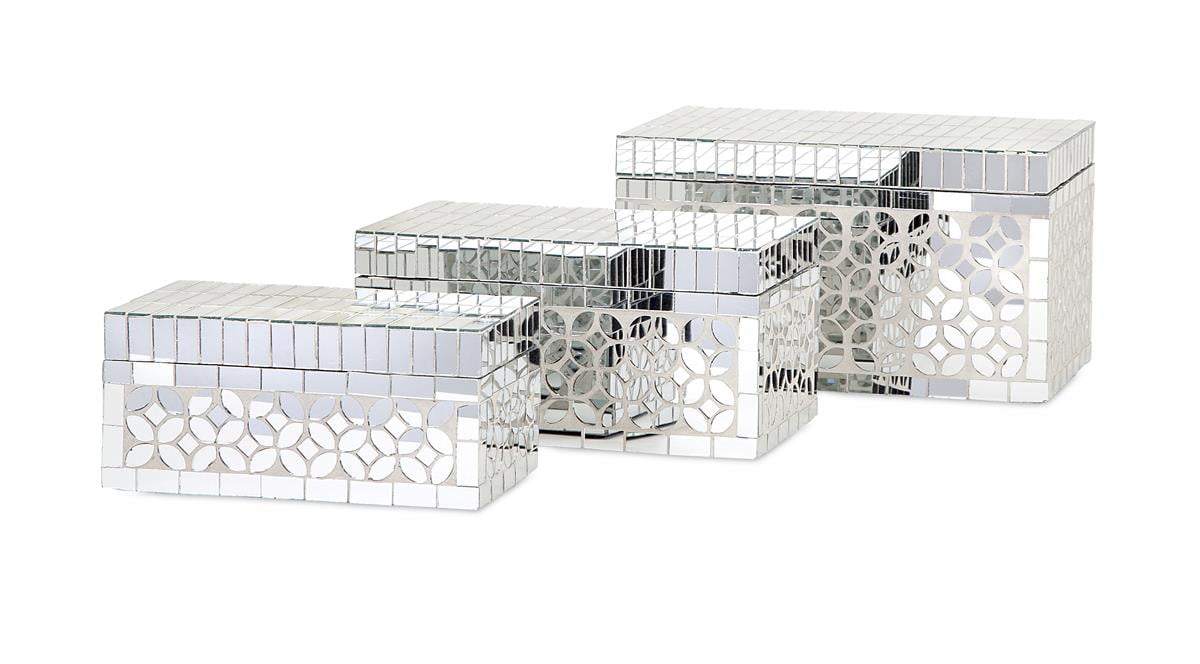Mandiline Mirror Mosaic Boxes - Set of 3 - Walmart.com