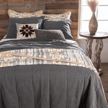 HiEnd Accents Stonewashed Cotton Canvas 2 Piece Coverlet Set, Solid ...