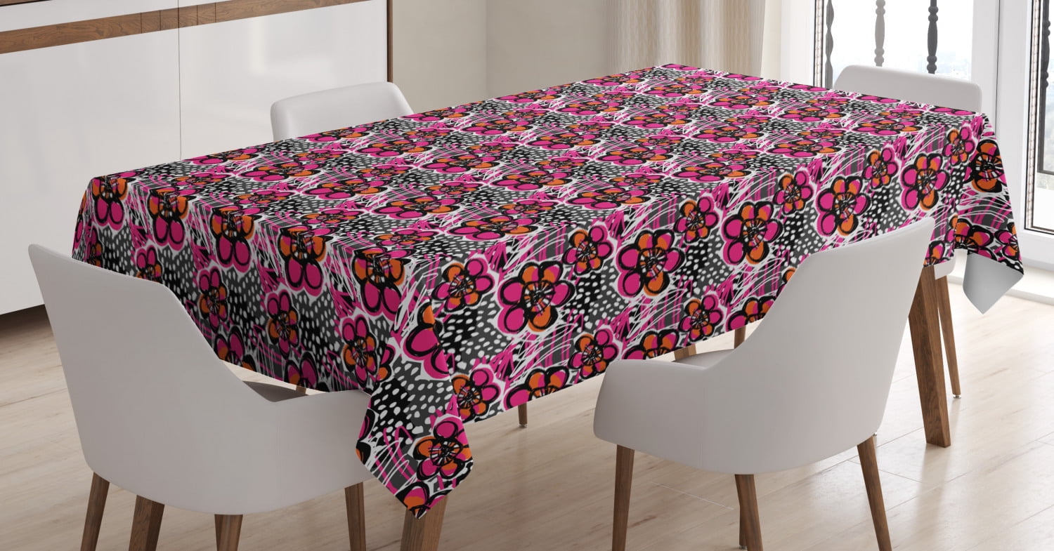 Abstract Tablecloth, Artistic Flower Blossom Design Watercolor Effect ...