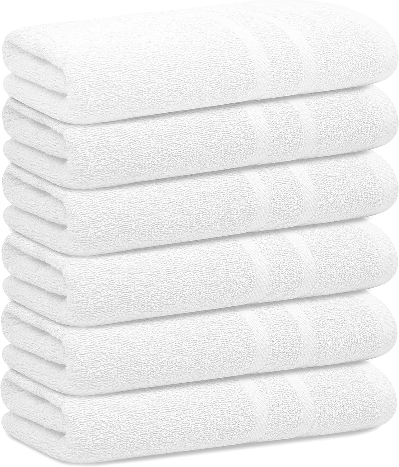 Loop Terry - 6 Piece Bath Towel Set - 100% Cotton 24 x 46 inches, White ...
