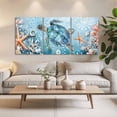 Blue Ocean Canvas Wall Art 3 Panels, Sea Turtle Coral Starfish Seashell ...