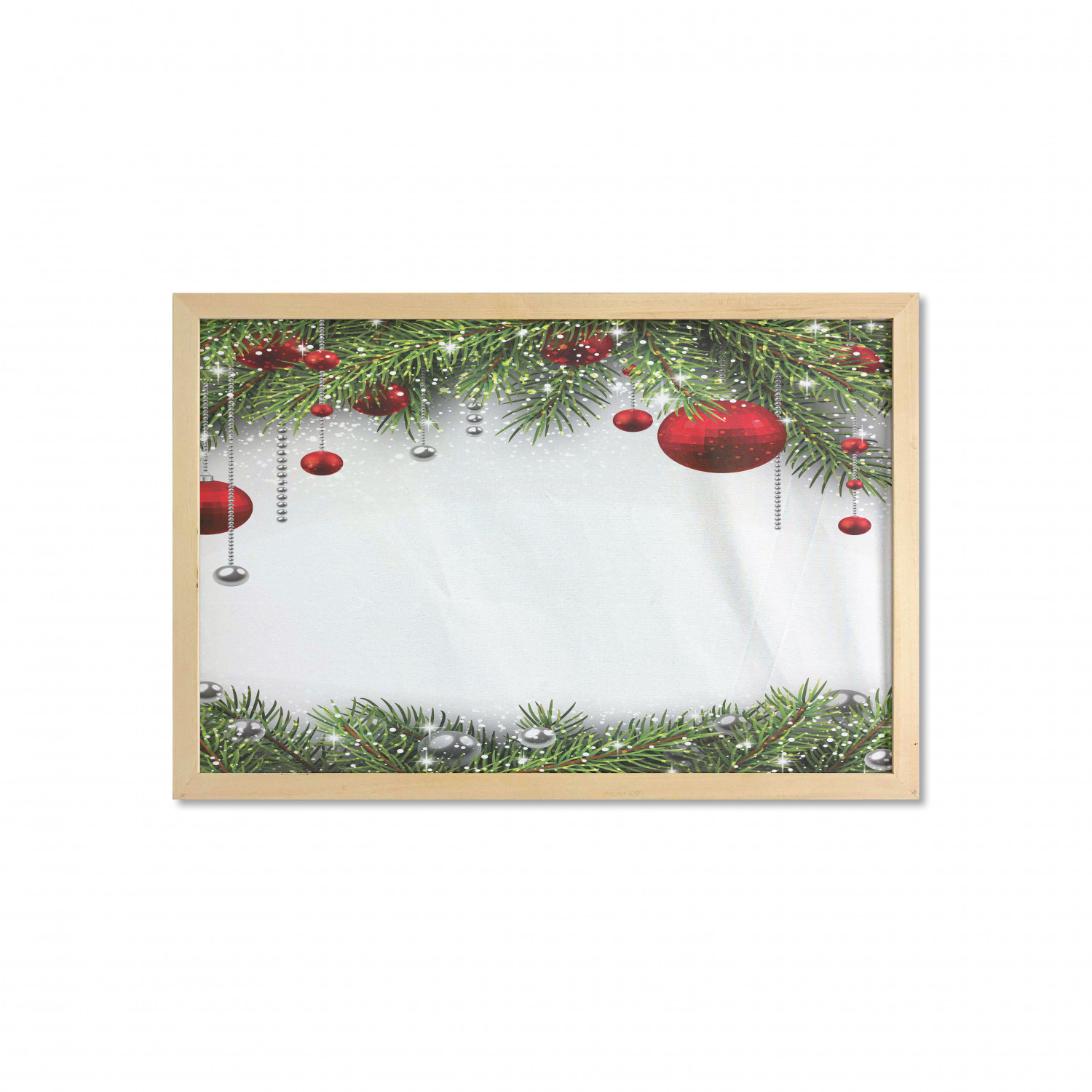 Christmas Wall Art with Frame, Holiday Season Backdrop with Pine Leaves ...