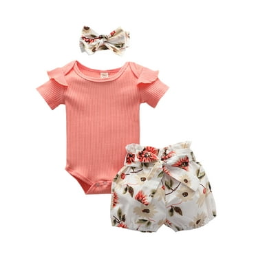 Little Star Organic Baby Girl 3 Pk Pull-On Shorts, Size Newborn-24 ...