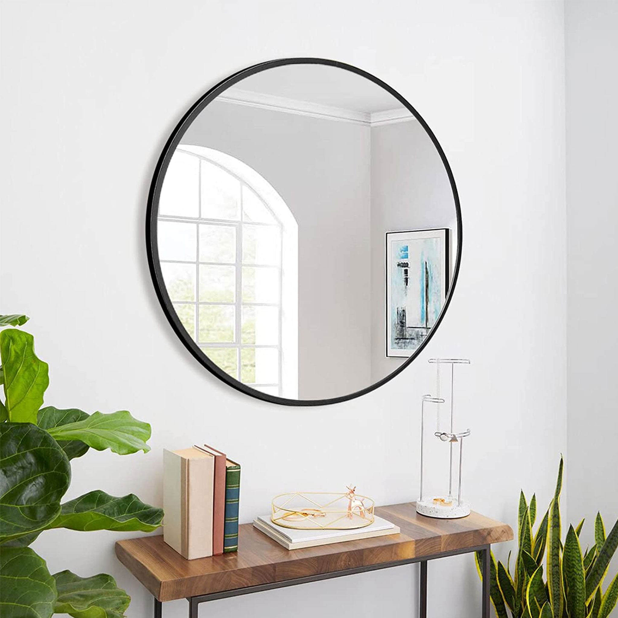 AMI PARTS 24" Round Mirror Bathroom Mirror Hanging Vanity Wall Mirror ...