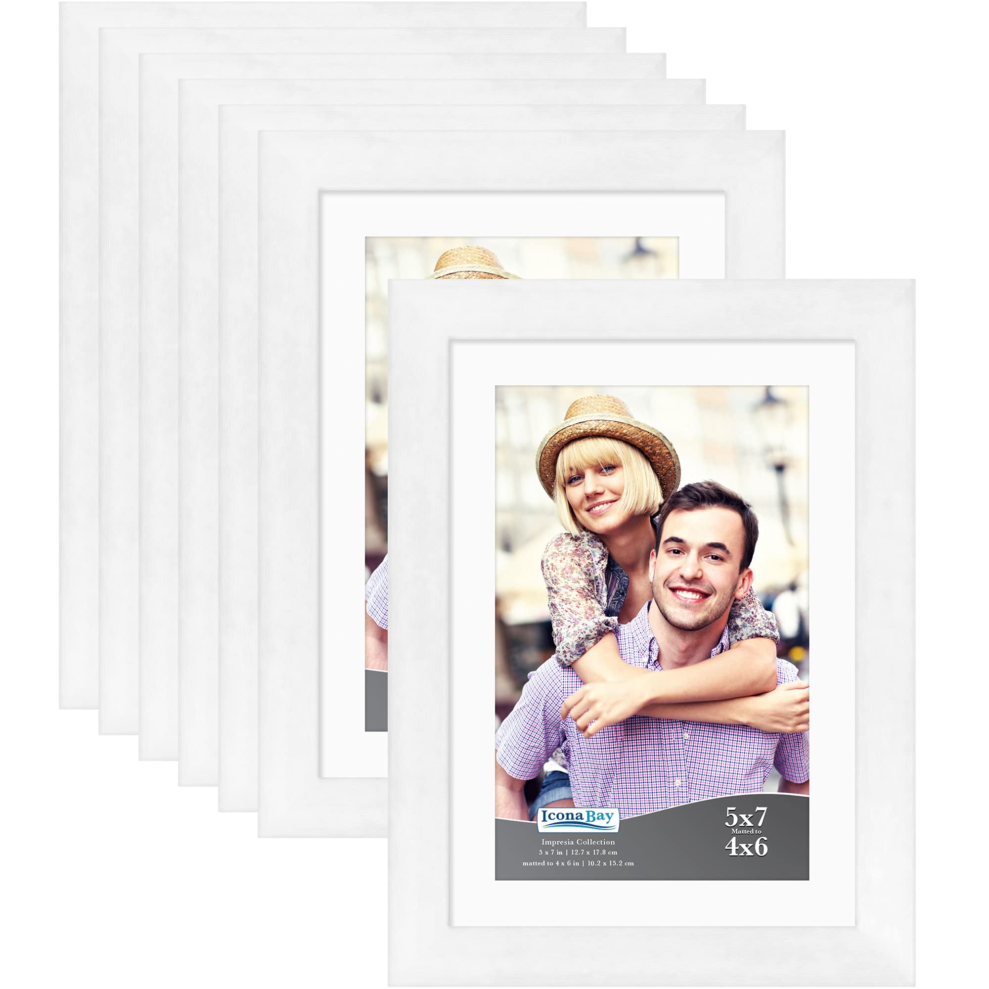Icona Bay 5x7 White Picture Frame, Gallery Wall, Removable Mat, Modern ...