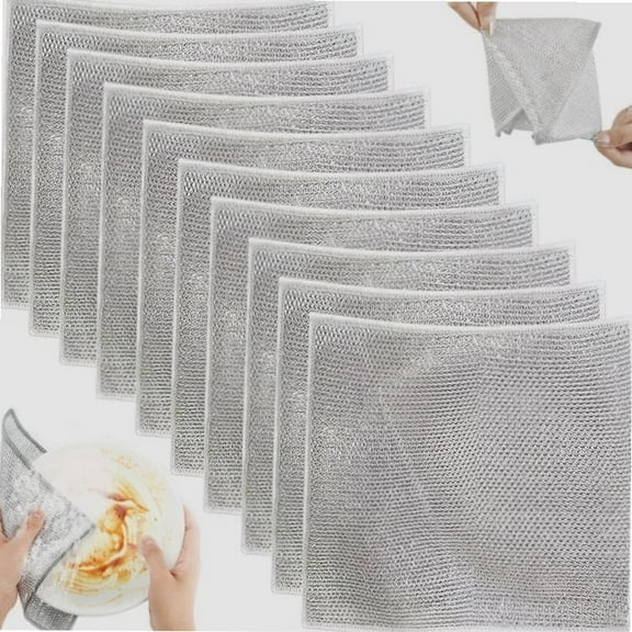 6 Pack Non-Scratch Wire Dishcloths Double-Layer Multipurpose Cleaning ...
