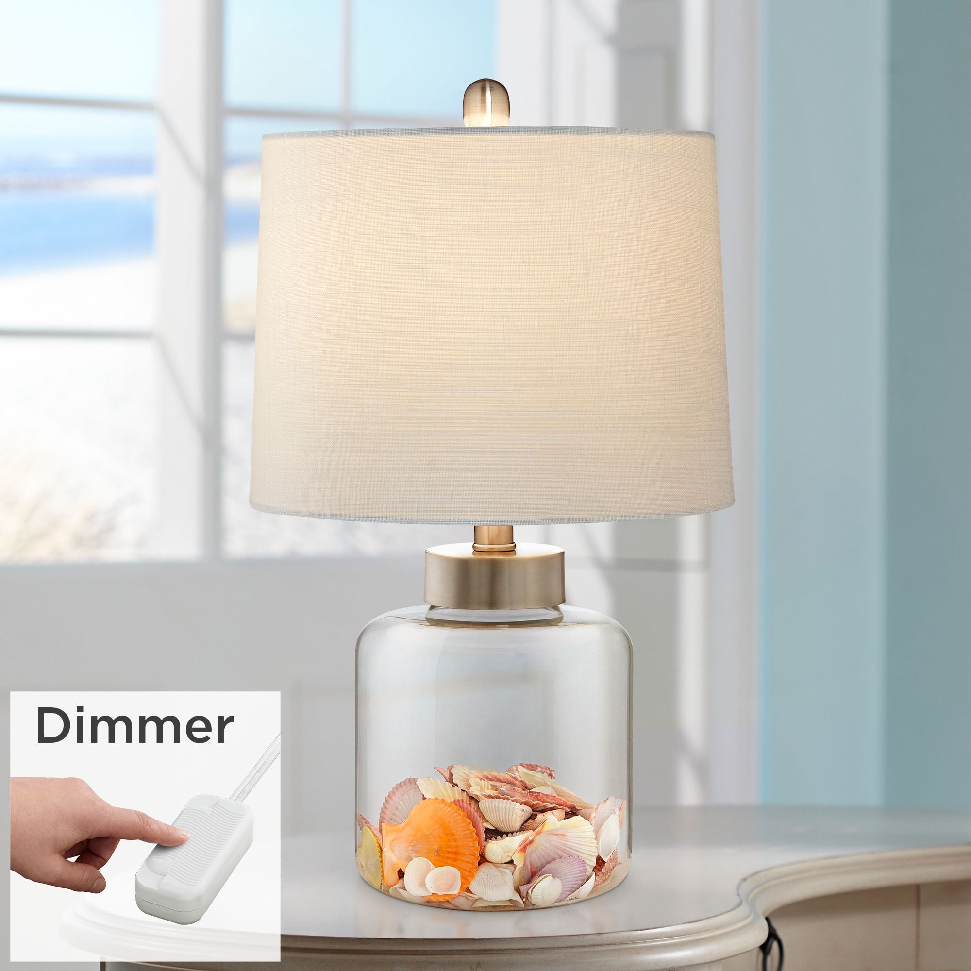 360 Lighting Coastal Accent Table Lamp with Table Top Dimmer Fillable ...