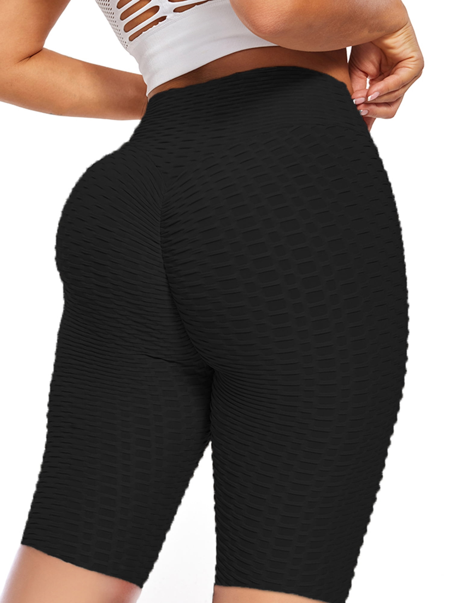Youloveit High Waisted Butt Lifting Yoga Shorts Textured Ruched Shorts
