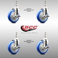5 Inch 316SS Blue Polyurethane Swivel 10mm Threaded Stem Caster Set ...