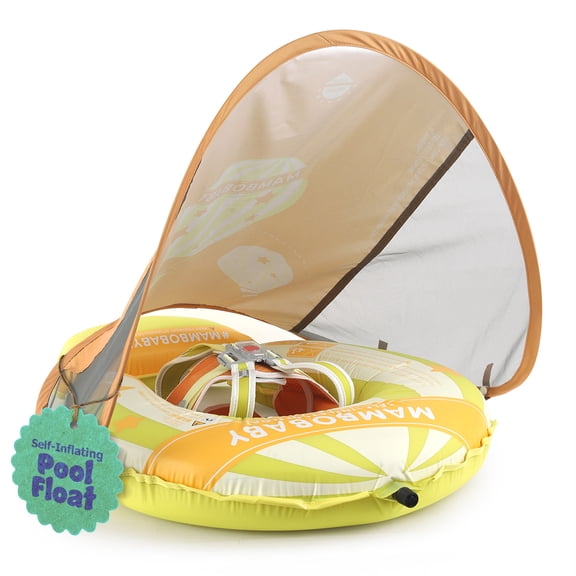 Mambobaby Self Inflating Baby Pool Float with Canopy- Green - Walmart.com