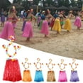 Girlsshop 5Pcs Hawaiian Fancy Dress Hula Costume Grass Skirt Flower ...