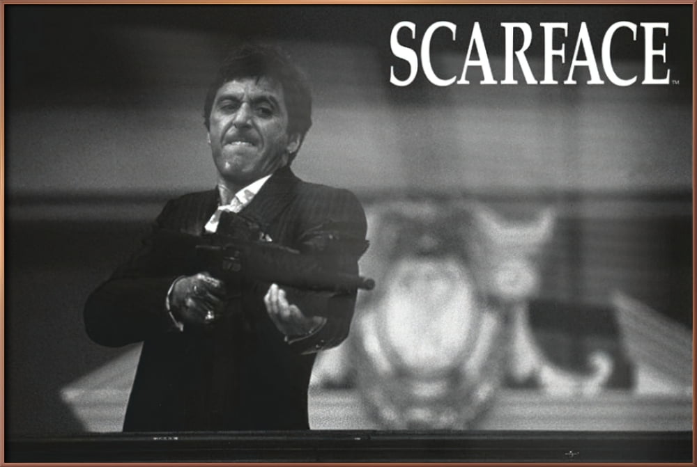 Scarface - Framed Movie Poster (Shooting Machine Gun From Balcony) (37 ...