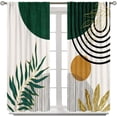 Boho Leaves Curtains, Minimalist Mid-Century Abstract Geometric Sun ...