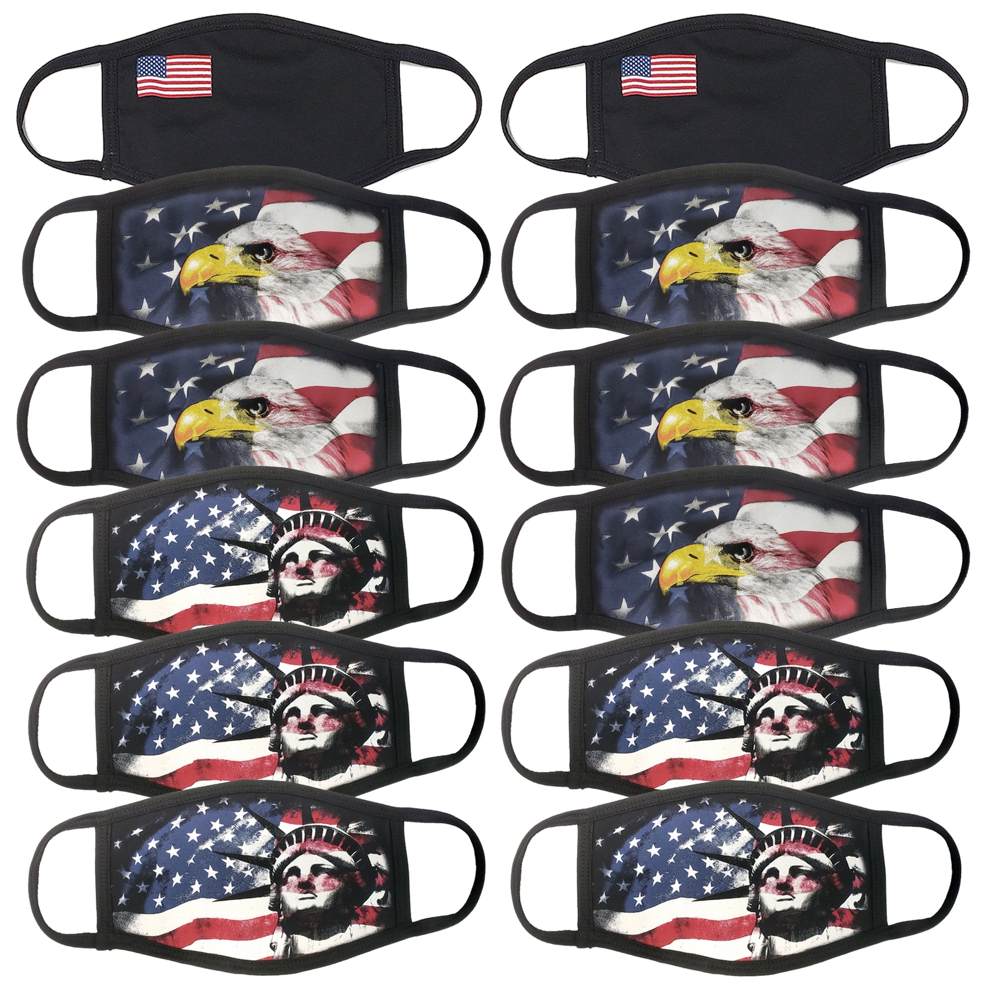 12Pcs Set Unisex USA Flag Face Mask - Walmart.com