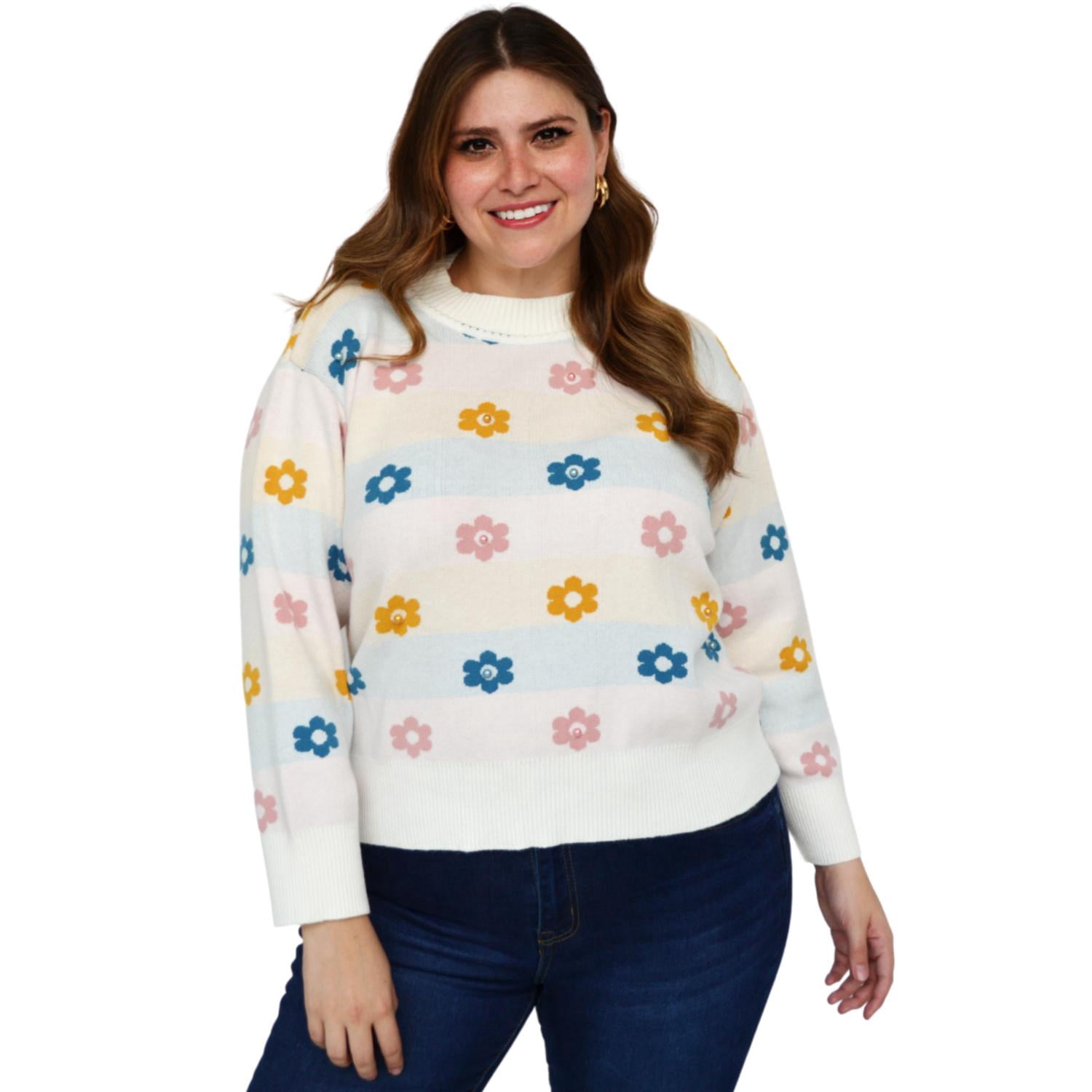 Suéter con perlas Roman Fashion/Tallas Extras, 2028 (hueso) blanco ...