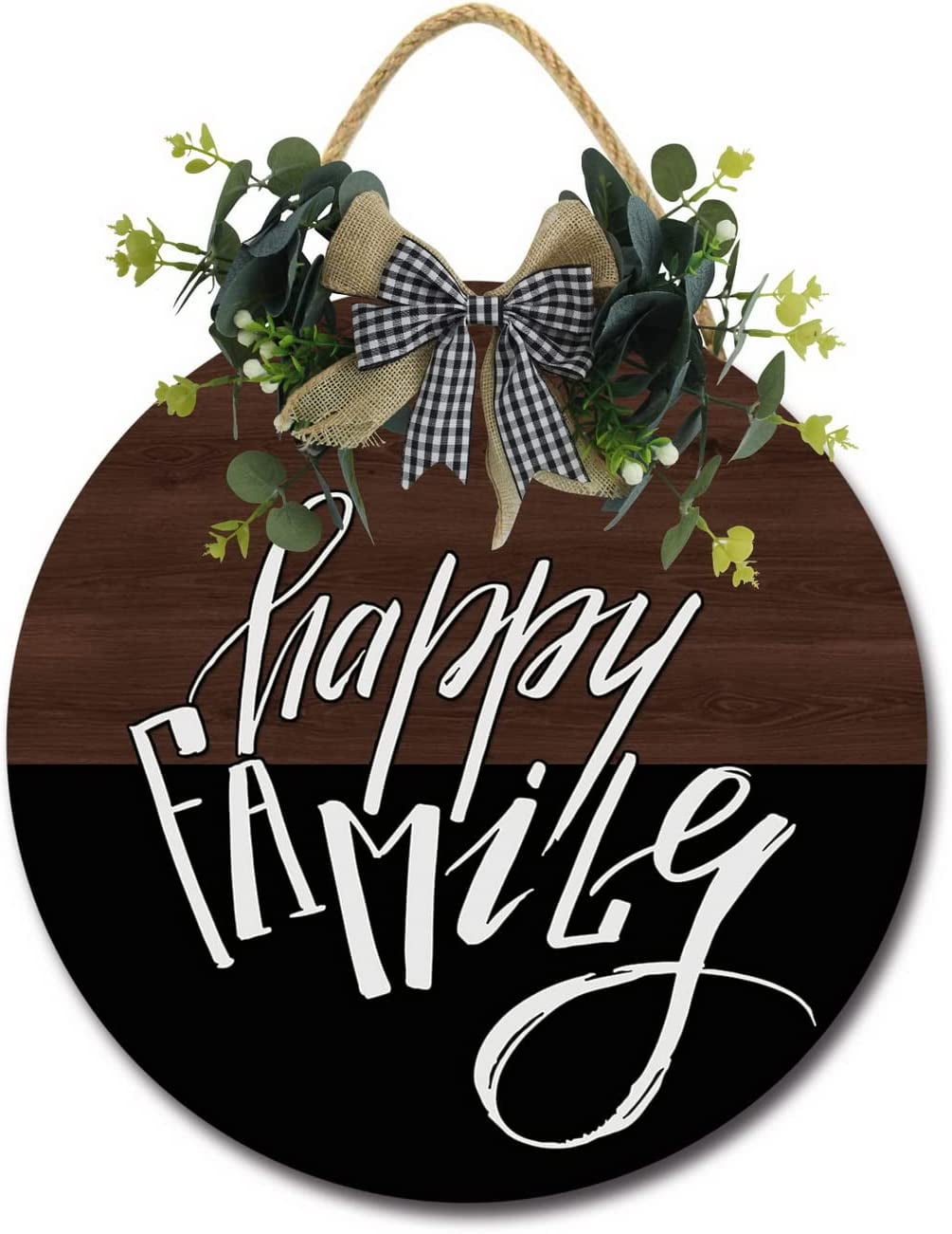 Eveokoki 12" Happy Family Sign Farmhouse Door Signs for Wreaths Porch ...