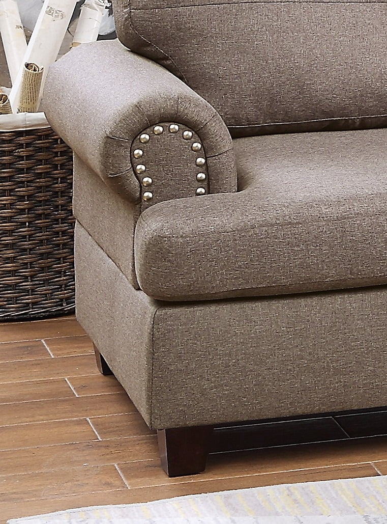 Duraplush Mocha Microfiber Sectional Sofa With Oversized Ottoman ...