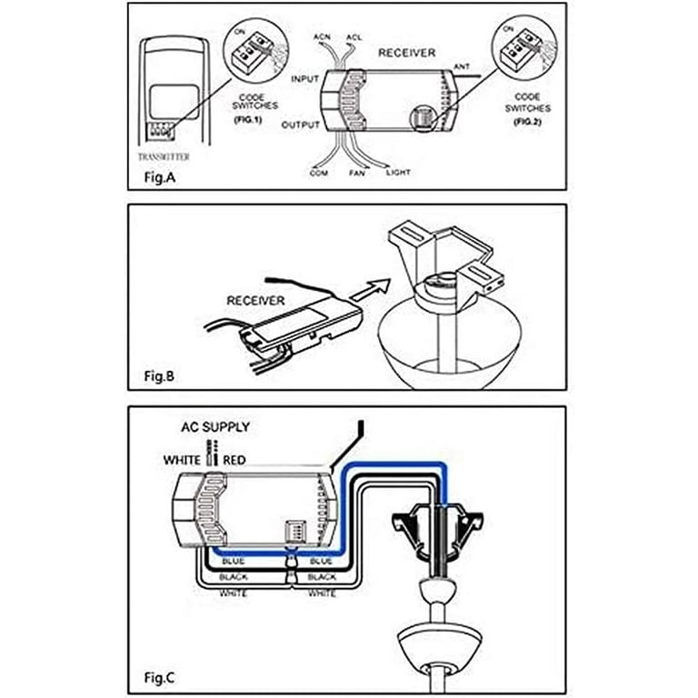 Hunter Universal Ceiling Fan Remote Wiring Diagram | Shelly Lighting