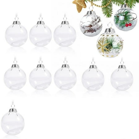 QUETO Transparent Christmas Balls,12pcs Transparent Fillable Ball ...