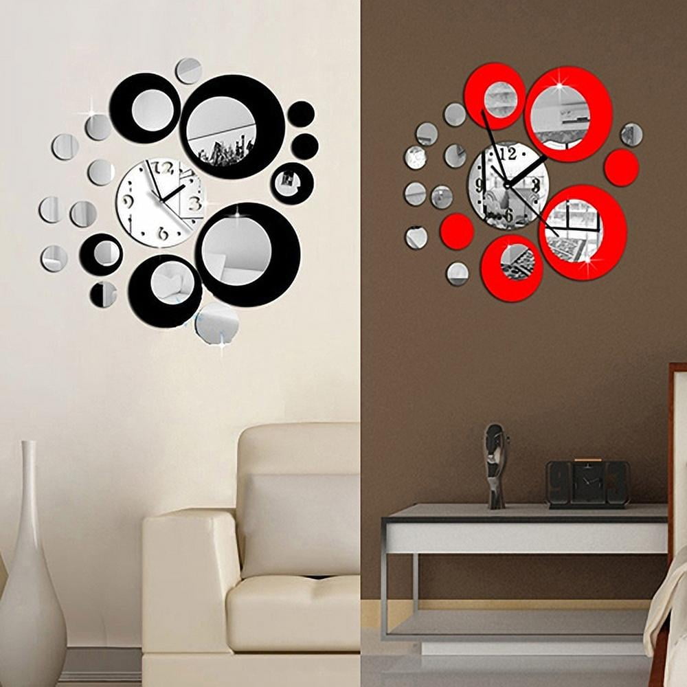 Walbest Acrylic Clock Design Mirror Effect Mural Wall Sticker Fashion ...
