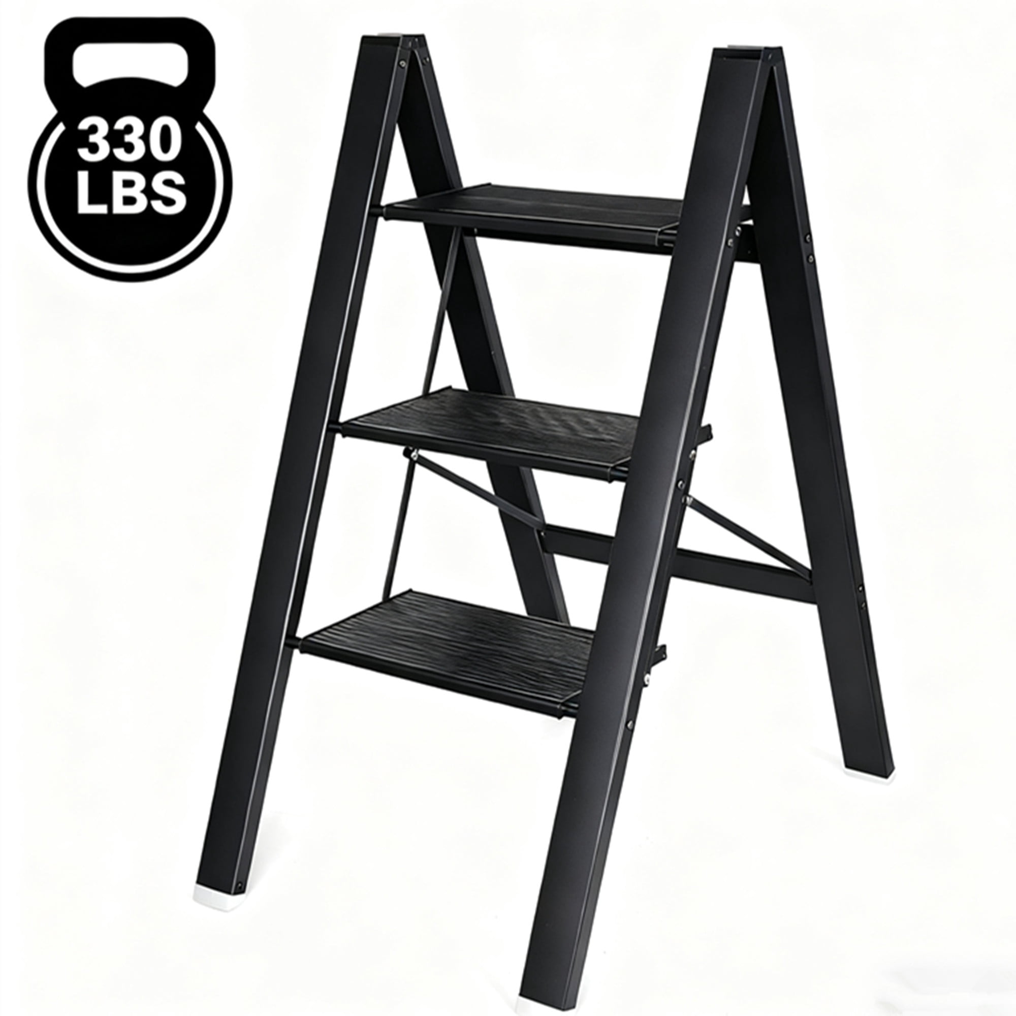 Taranta 3 Step Ladder,Aluminum Lightweight Folding 3 Step Stool With ...