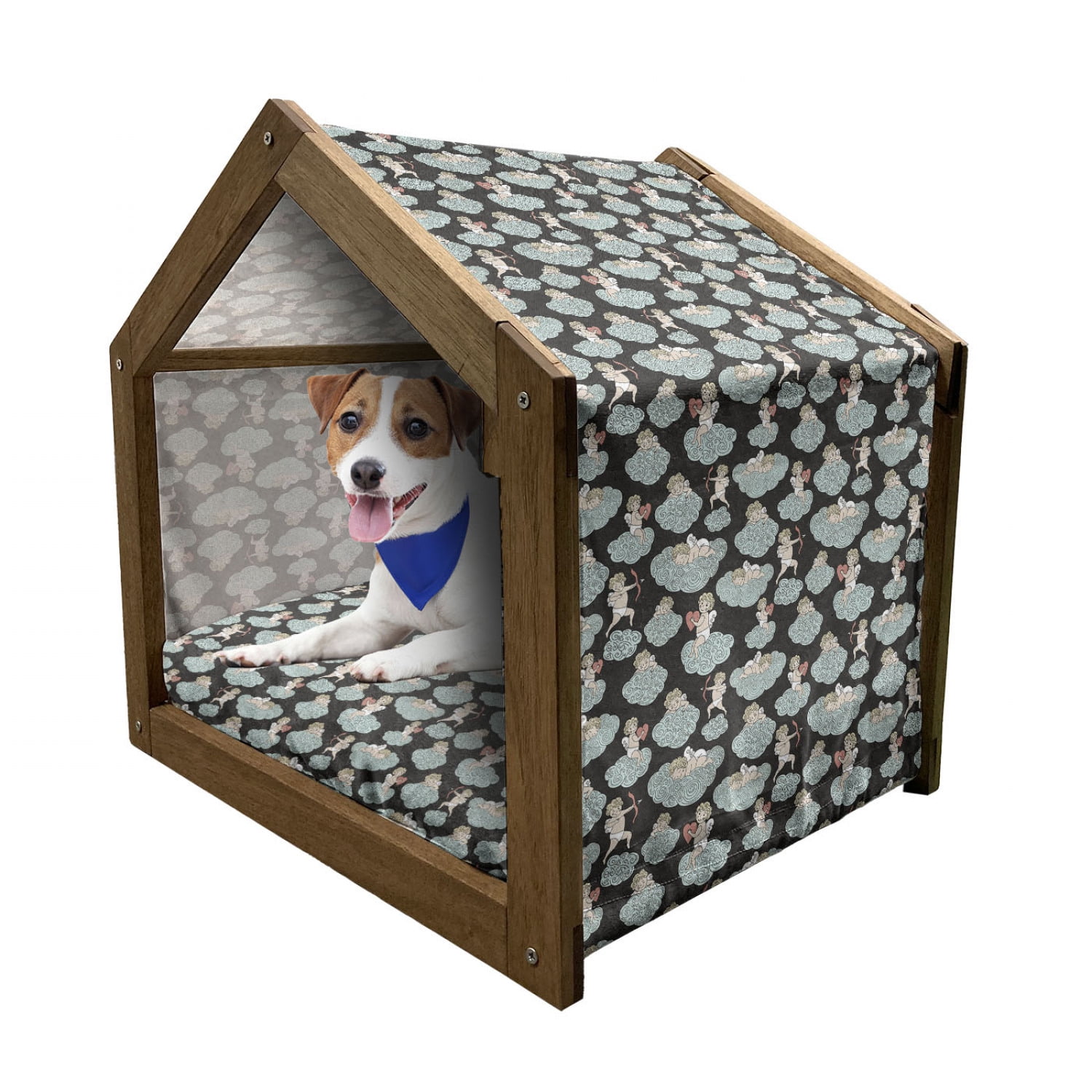 Angel Wings Pet House, Angel with Bow Heart and Arrow Love on Clouds ...