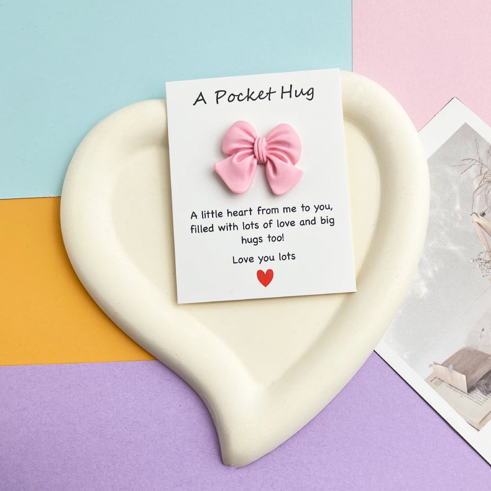 Fiudx Tarjeta de Bolsillo con Lazo, Encantadora Tarjeta de Mensaje con Lazo de Resina, Un Regalo ...