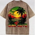 Coffee Brown Mens One Love Reggae Print Washed T-Shirt And Shorts 2 ...